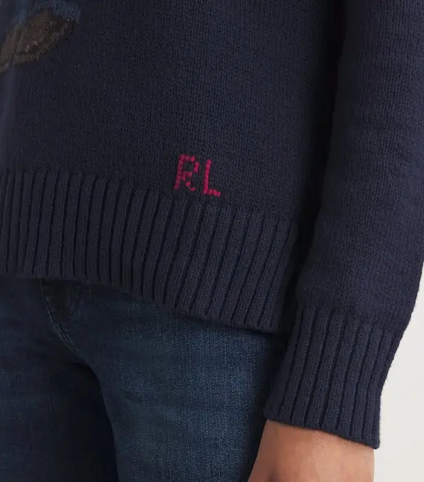Polo Ralph Lauren Cotton-linen Polo Bear Sweater - Navy