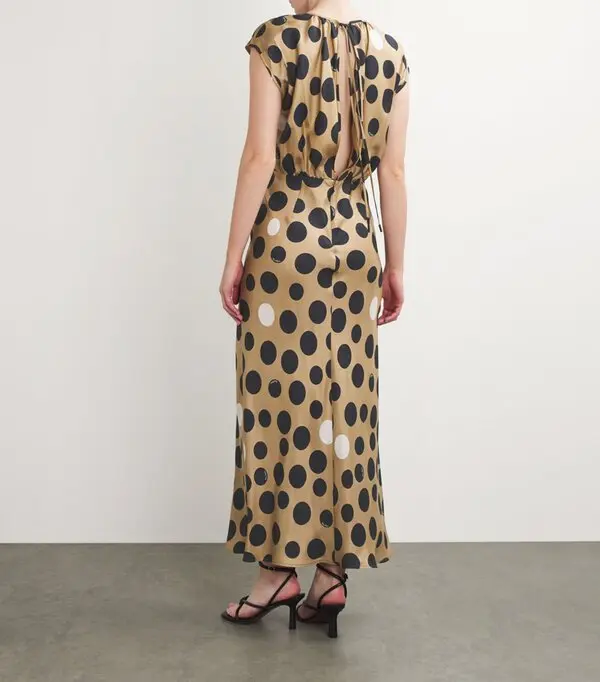 Max Mara Silk Polka-Dot Maxi Dress - Beige | Editorialist