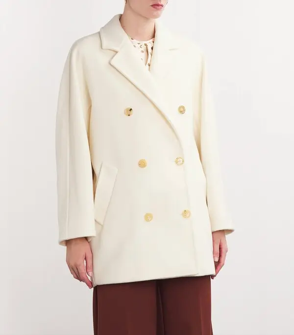 Max Mara Wool-cashmere Rebus Coat - White