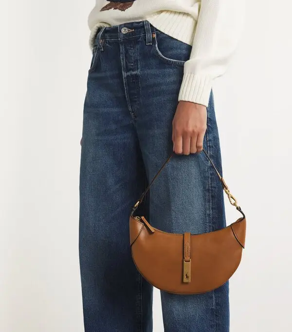 Polo Ralph Lauren Leather Polo Id Shoulder Bag - Beige