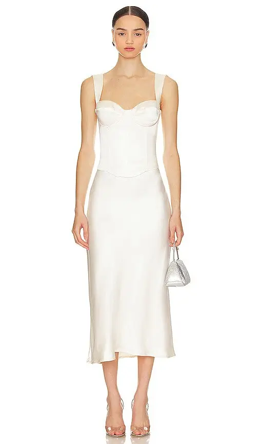 RUNAWAY THE LABEL Satin Pull-on Midi Skirt
