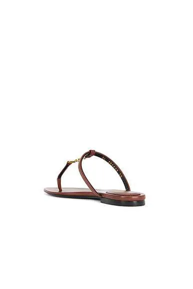 Saint Laurent Cassandra Flat Sandal - Aesthetic Brown