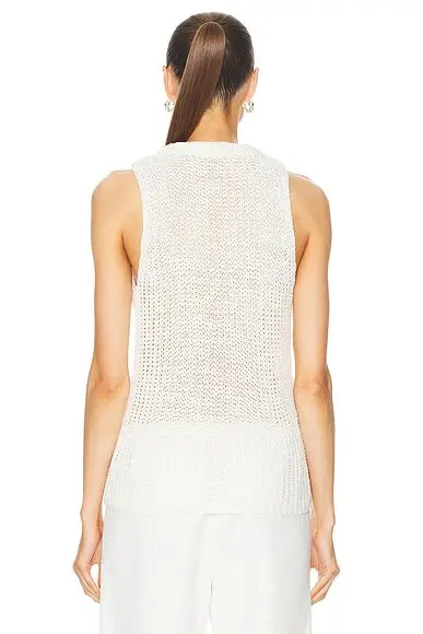 Enza Costa Linen Open Knit Vest - White