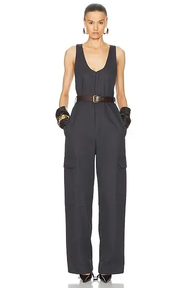 Saint Laurent Sleeveless Jumpsuit - Gris Fonce