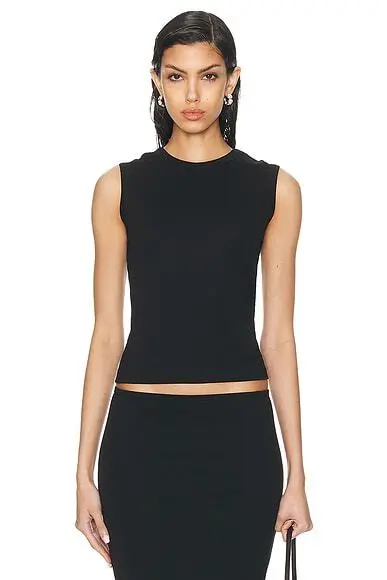 FLORE FLORE Ribbed Jersey Tank Top - Black