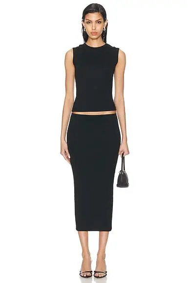 FLORE FLORE Ribbed Jersey Tank Top - Black