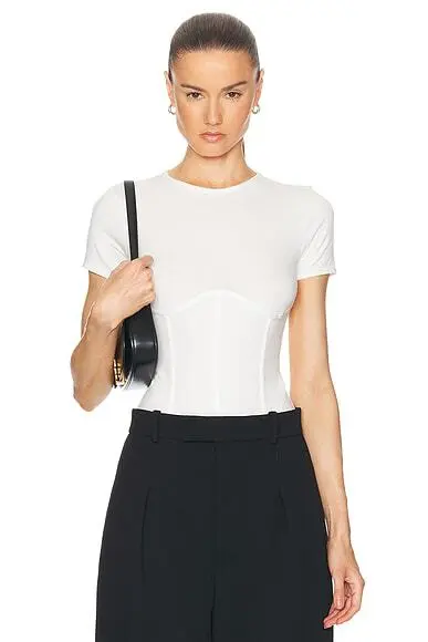 FLEUR DU MAL Organic Cotton T-shirt Bodysuit - Ivory