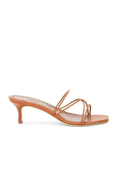 Manolo Blahnik Ninfemu 50 Nappa Sandal - Medium Brown