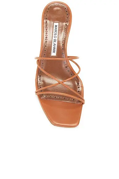 Manolo Blahnik Ninfemu 50 Nappa Sandal - Medium Brown