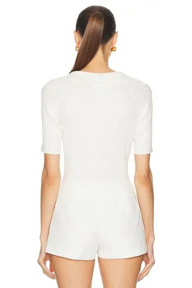 Matthew Bruch Polo Rib Knit Crop Top