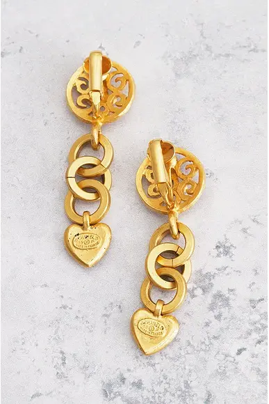 Chanel 1995 Cc Heart Clip-on Earrings