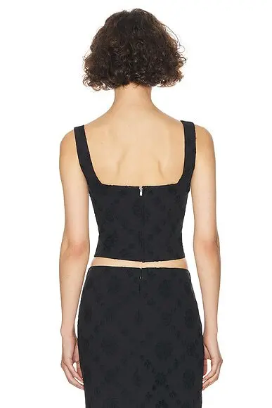 HELSA Eyelet Corset Top - Black