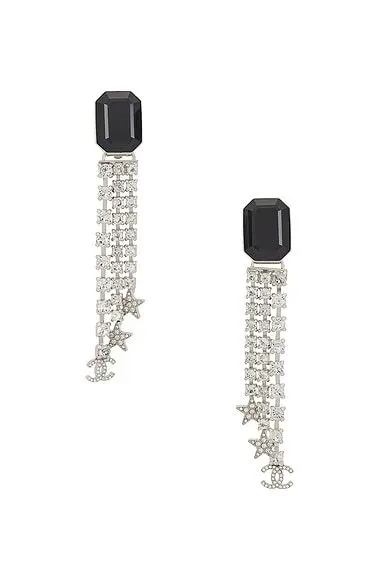 Chanel Rhinestone Clip-on Dangle Earrings