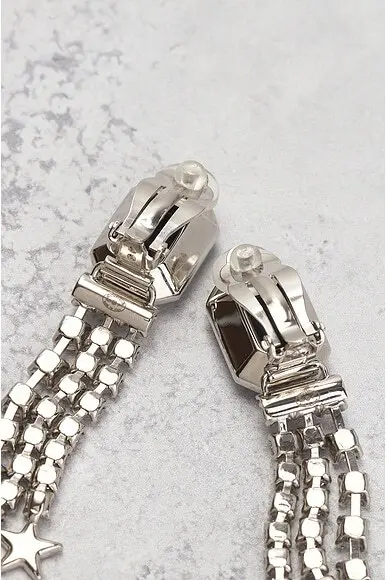 Chanel Rhinestone Clip-on Dangle Earrings