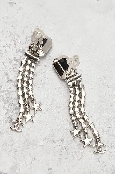 Chanel Rhinestone Clip-on Dangle Earrings