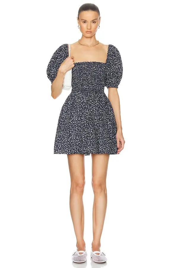 Matteau Shirred Peasant Mini Dress