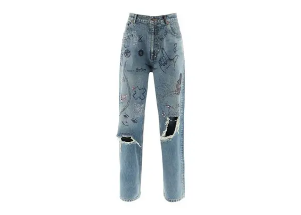 Balenciaga Printed Wide Leg Jeans