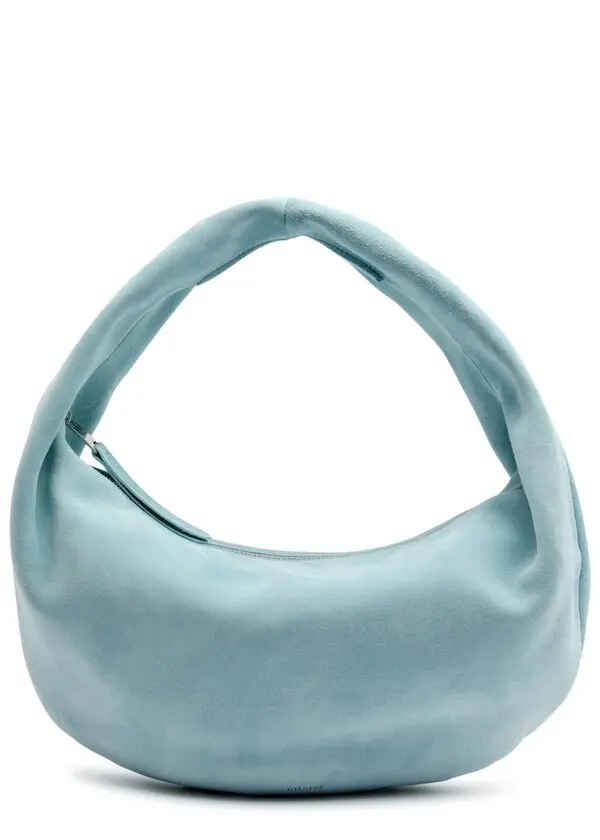 Khaite Olivia Medium Suede Top Handle Bag - Light Blue
