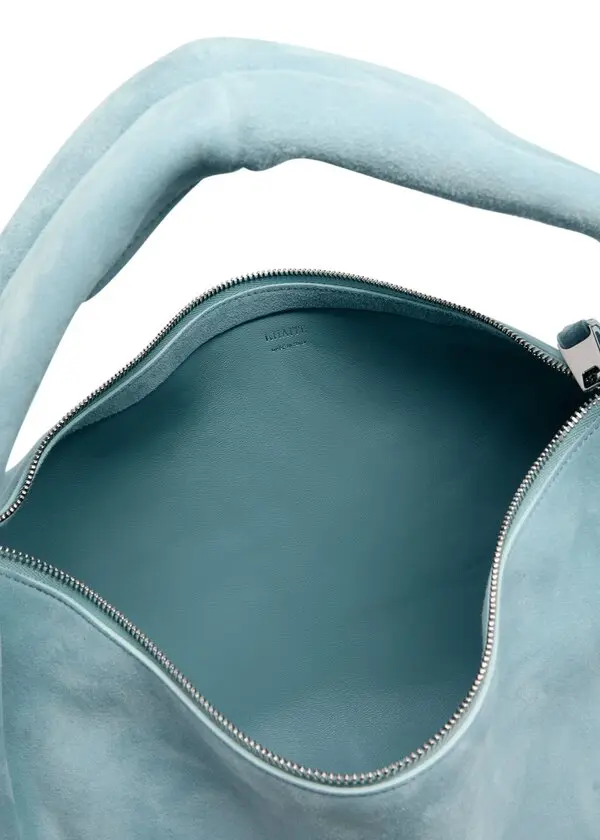 Khaite Olivia Medium Suede Top Handle Bag - Light Blue