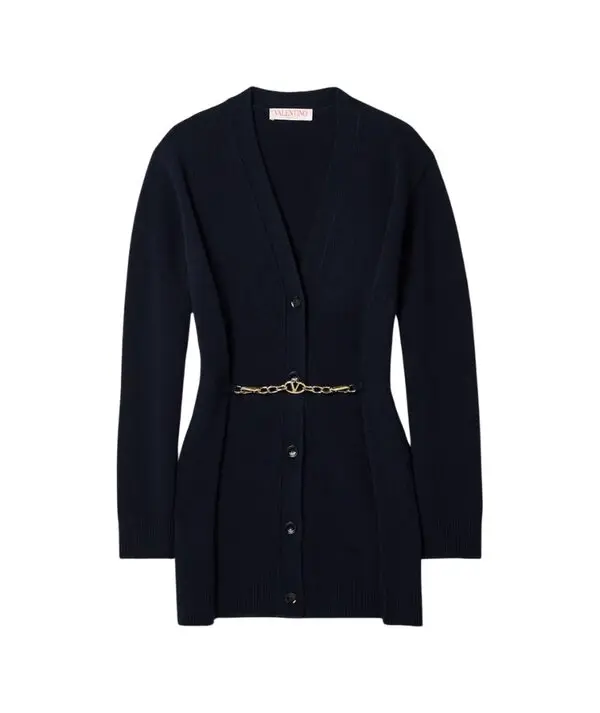 Valentino Garavani Chain-embellished Wool Cardigan