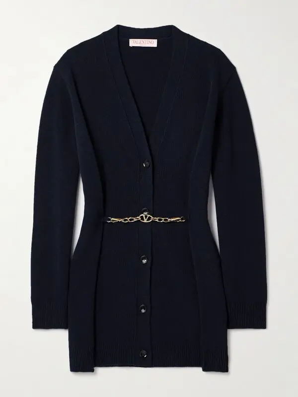 Valentino Garavani Chain-embellished Wool Cardigan