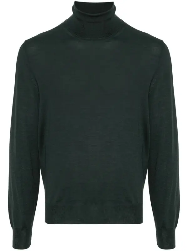 Canali Roll-neck Merino Jumper - Green