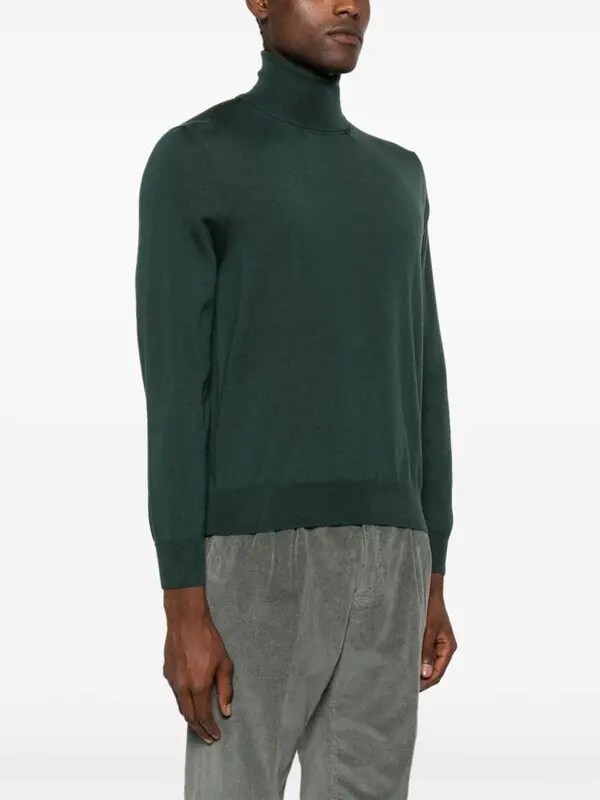 Canali Roll-neck Merino Jumper - Green