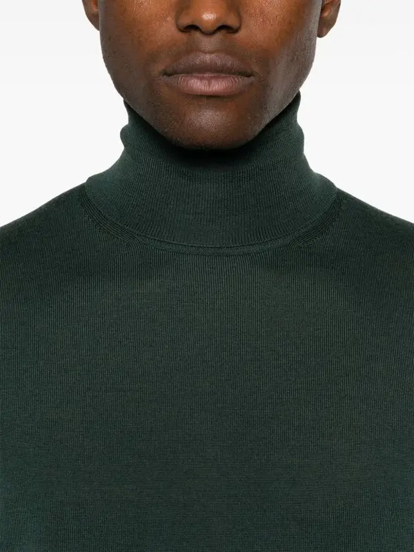 Canali Roll-neck Merino Jumper - Green