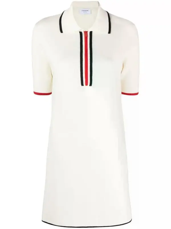 Thom Browne Rwb-stripe Virgin Wool Dress - Neutrals
