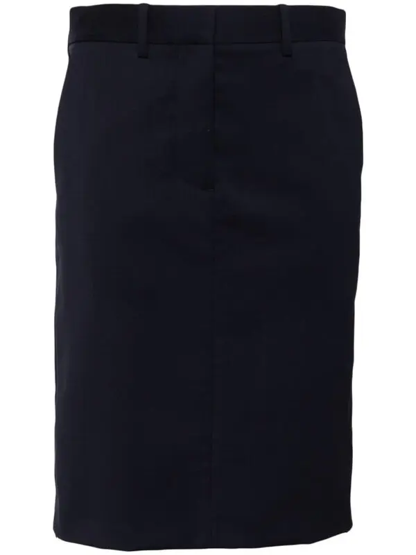 Helmut Lang Straight Virgin Wool Skirt - Blue