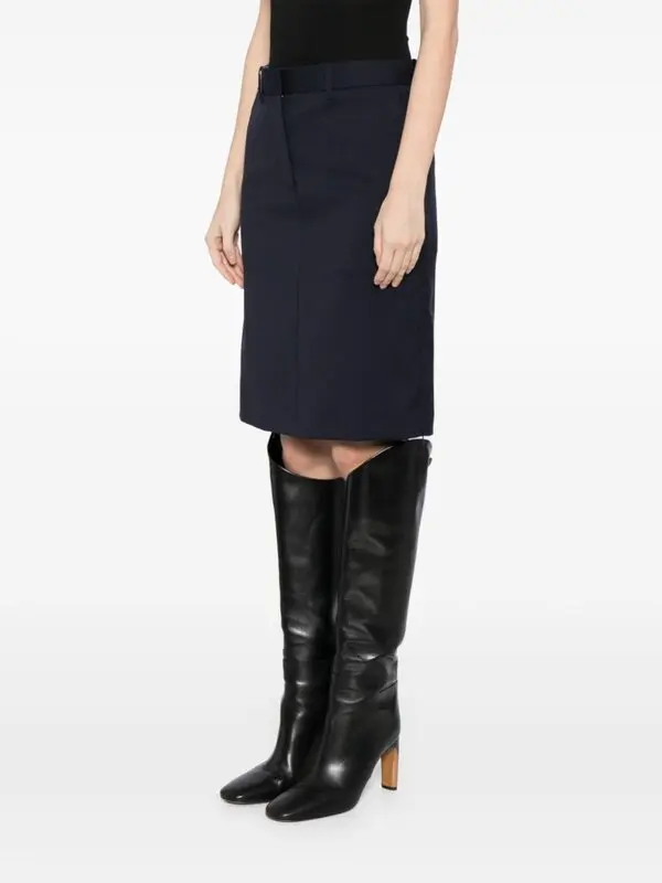 Helmut Lang Straight Virgin Wool Skirt - Blue