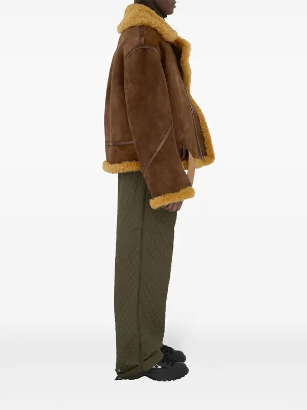Burberry Shearling-trim Leather Jacket - Brown