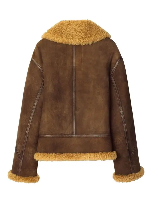 Burberry Shearling-trim Leather Jacket - Brown