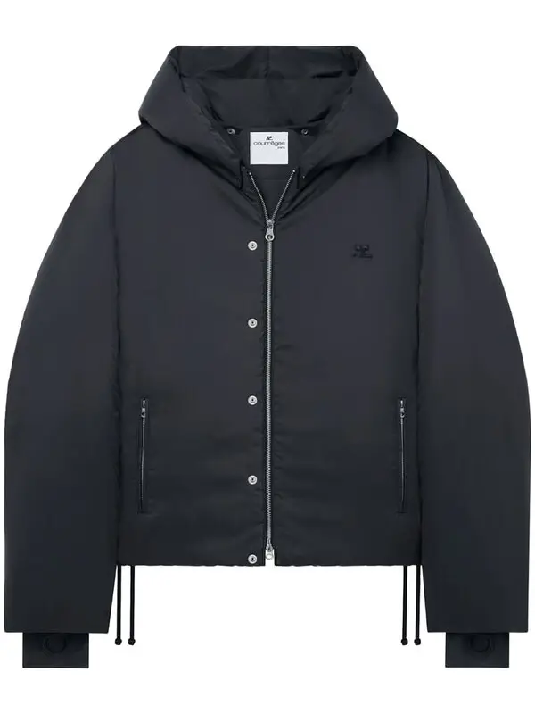 COURREGES Logo-appliqué Hooded Puffer Jacket