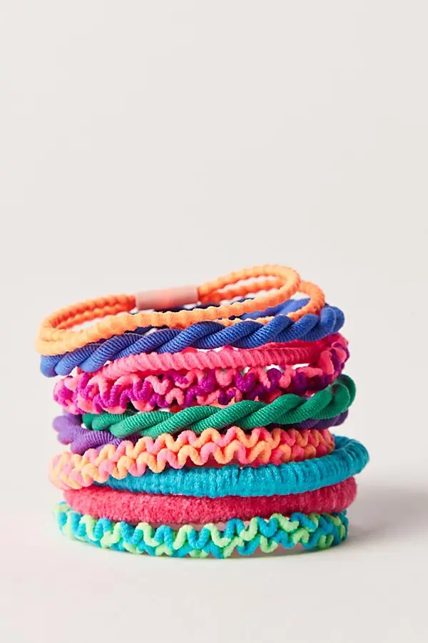 NATURAL LIFE Set Of Textured Hair Ties - Rainbow