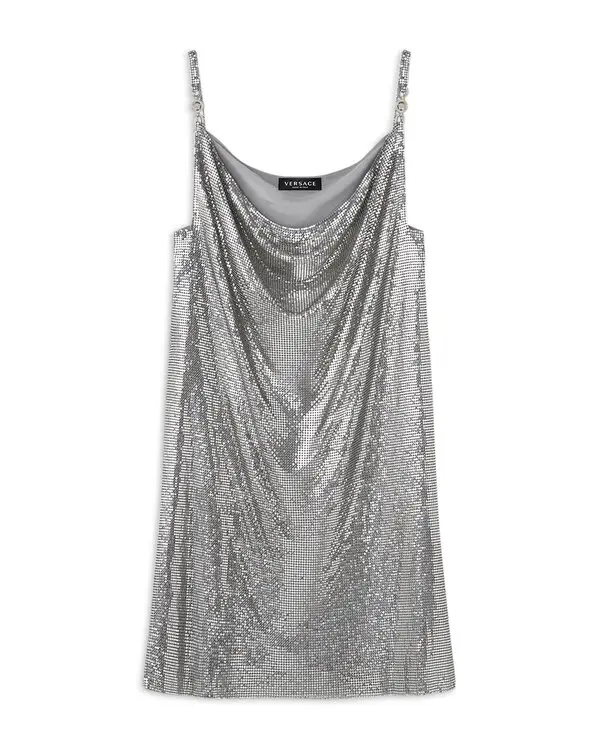 Versace Aluminum Metal Mesh Mini Dress - Nickel