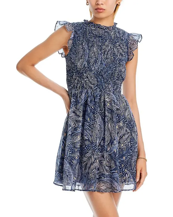 Aqua Flutter Sleeve Fit & Flare Dress In Navy - 75% Off | Editorialist