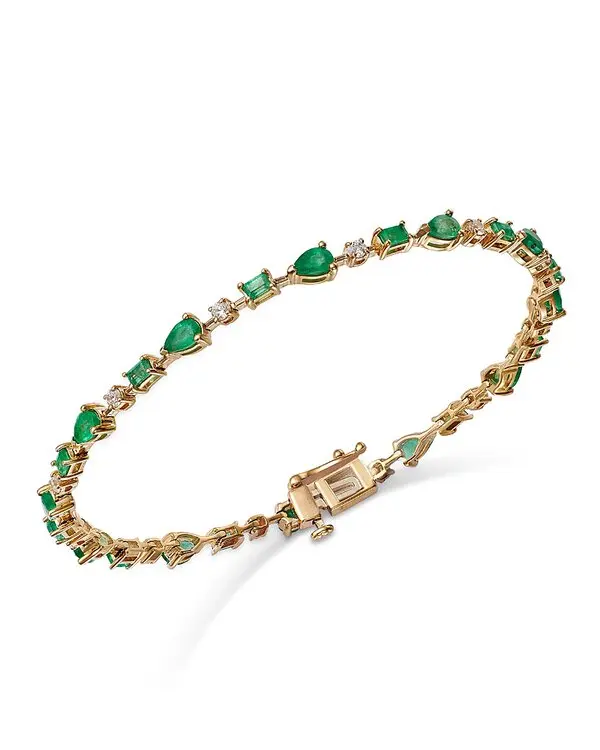 Bloomingdale'S 14k Yellow Gold Emerald And Diamond Bracelet - Green/gold