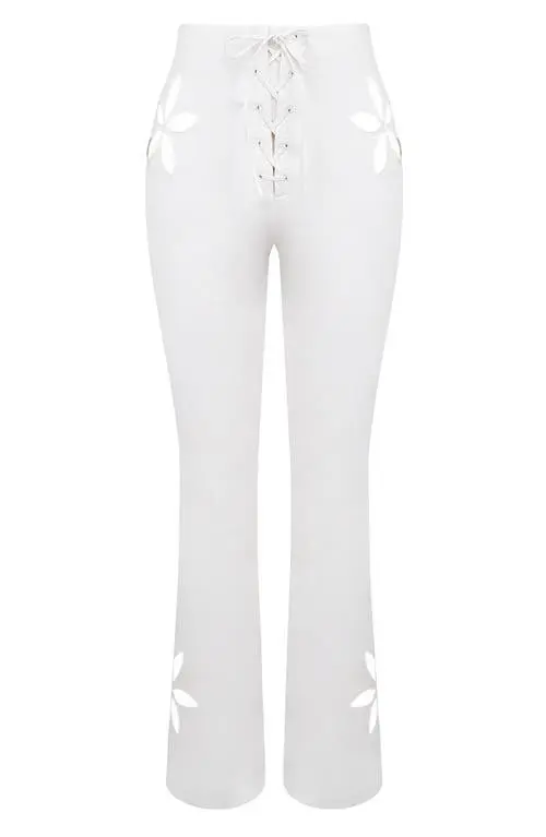 MISTRESS ROCKS Floral Cutout Lace-up Pants