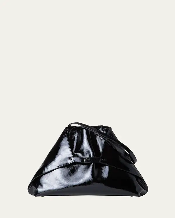 Akris Ai Medium Lacquered Leather Tote Bag - Black