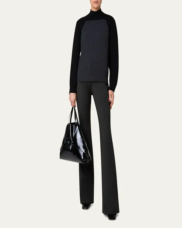 Akris Ai Medium Lacquered Leather Tote Bag - Black