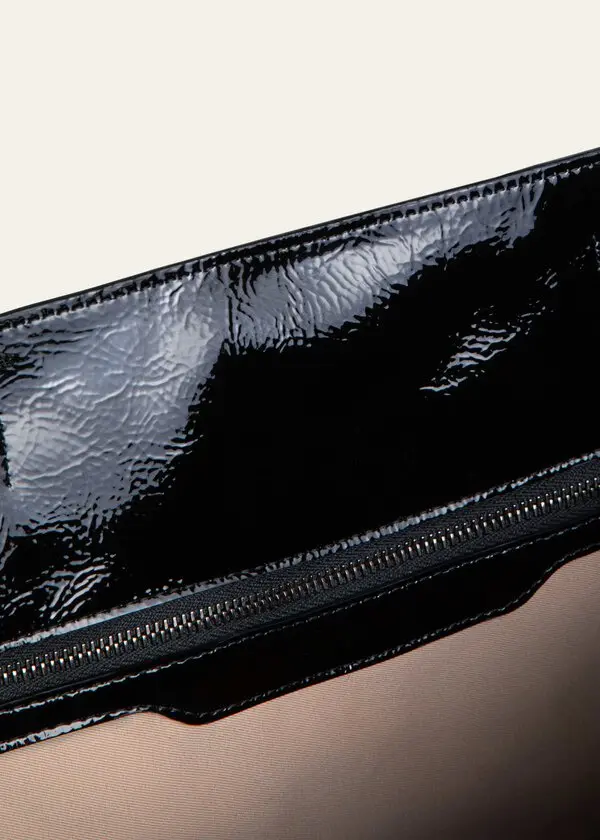 Akris Ai Medium Lacquered Leather Tote Bag - Black