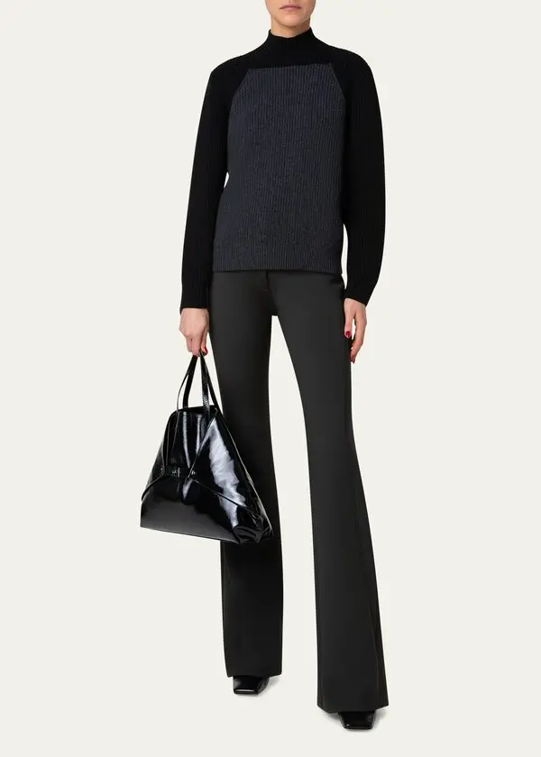 Akris Ai Medium Lacquered Leather Tote Bag - Black
