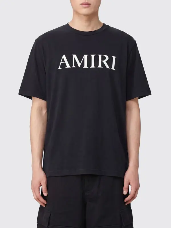 Amiri Crewneck Cotton T-shirt With Contrasting Printed Logo - Black