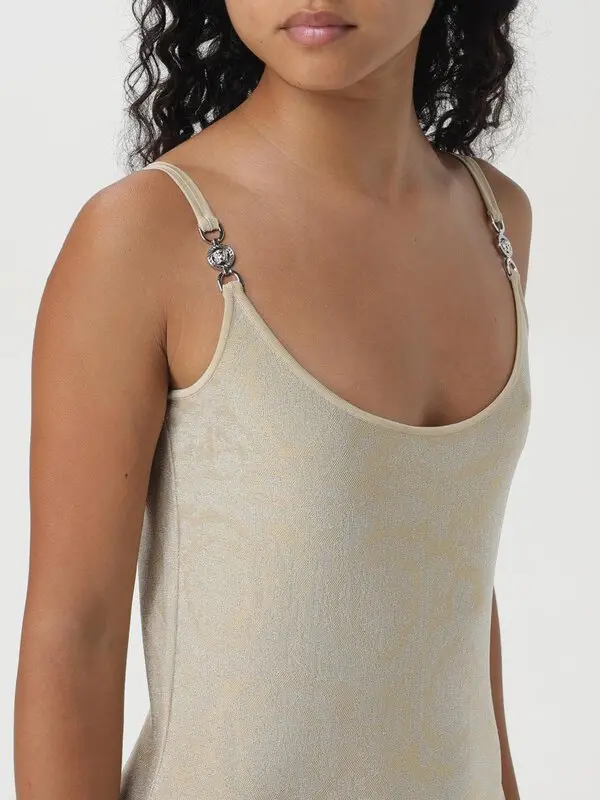 Versace Sleeveless Printed Midi Dress - Sand
