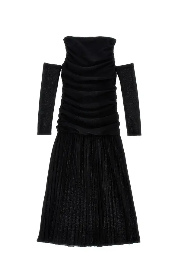slim fit dress slacks 2000s Pliss Glitter Flowers Dress