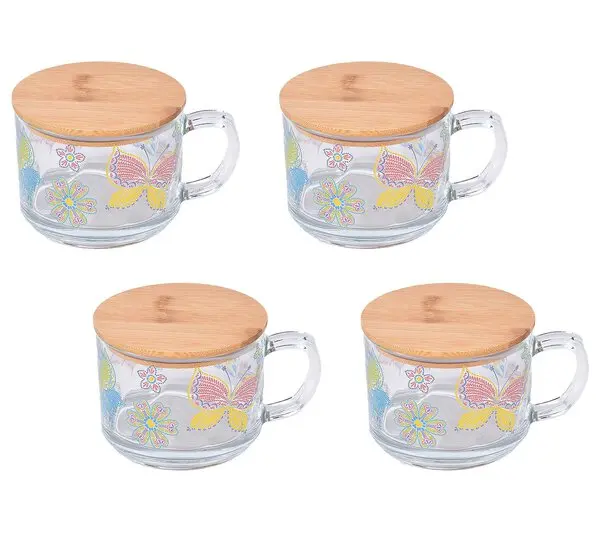 TEMP-TATIONS Seasonal Set Of 16-oz Glass Lidded Mugs - One-color