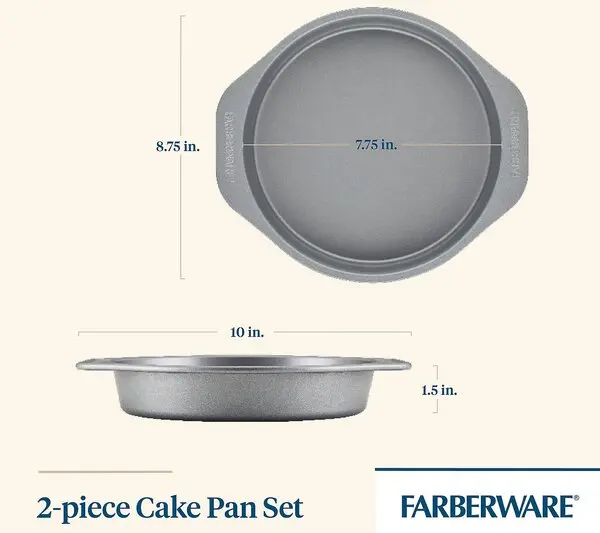 FARBERWARE Golden Bake Nonstick Round Cake Pan, 2-piece