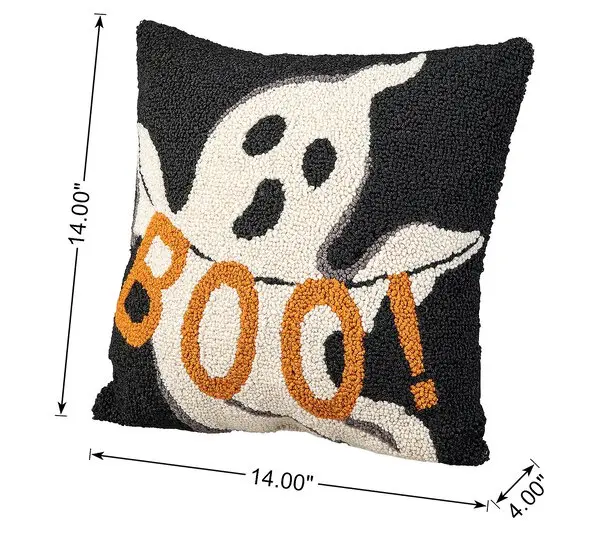 GLITZHOME 14'h Hooked Halloween Ghost 'boo' Pil Low
