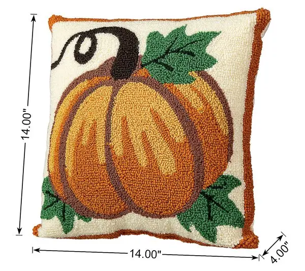 GLITZHOME 14h Fall Hooked Pillow